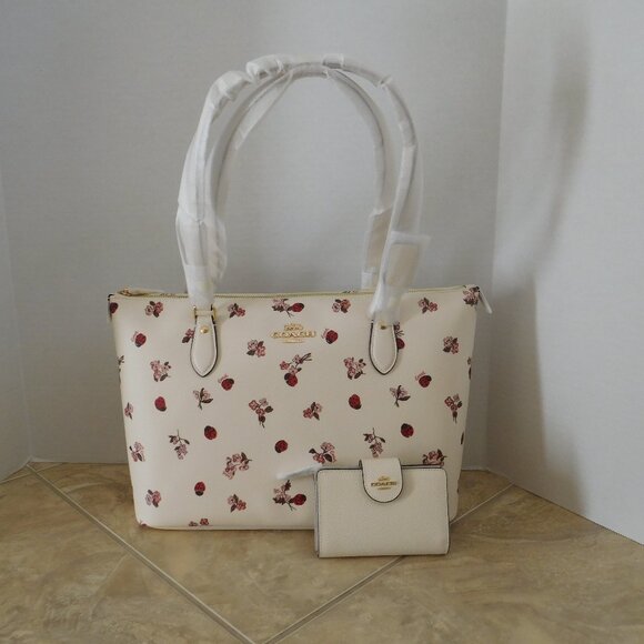 Coach | Bags | Nwt Coach Ladybug Floral Gallery Tote Wallet Purse Set ...